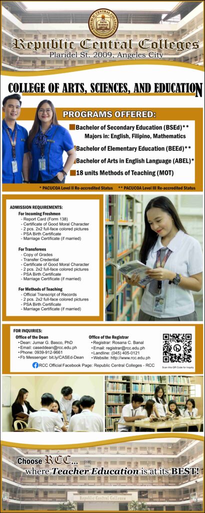 COLLEGE OF ARTS, SCIENCES AND EDUCATION – RCC